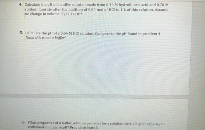 Solved 4. Calculate the pH of a buffer solution made from | Chegg.com