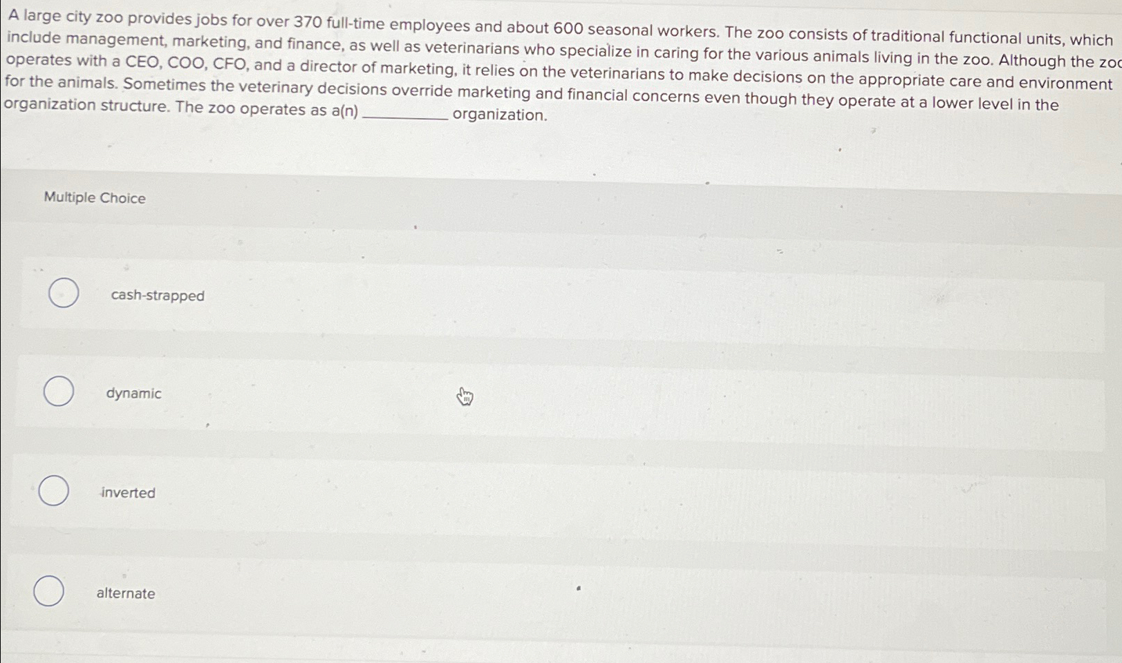 Solved A large city zoo provides jobs for over 370 | Chegg.com
