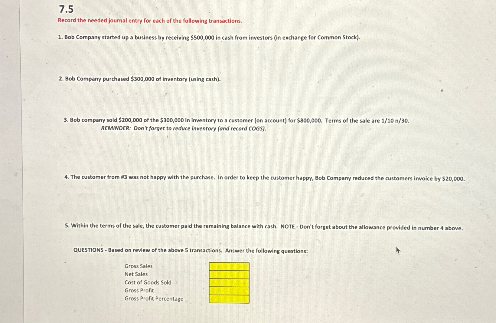 record the journal entries and answer the questions | Chegg.com