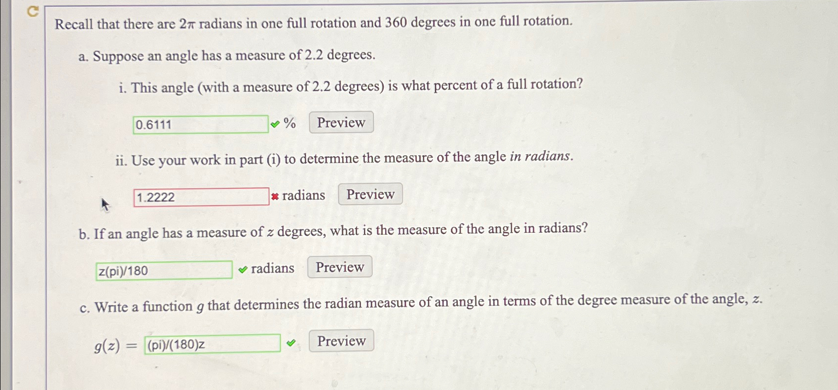 Solved Recall that there are 2π radians in one full | Chegg.com Solved Recall that there are 2π radians in one full | Chegg.com