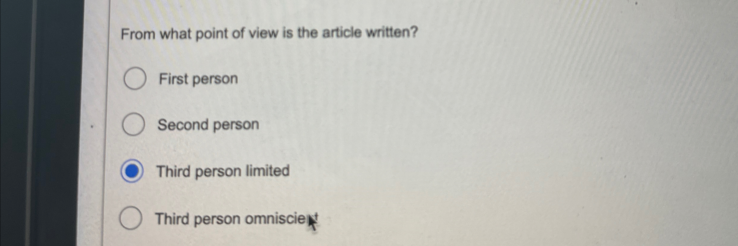 Solved From what point of view is the article written?First | Chegg.com