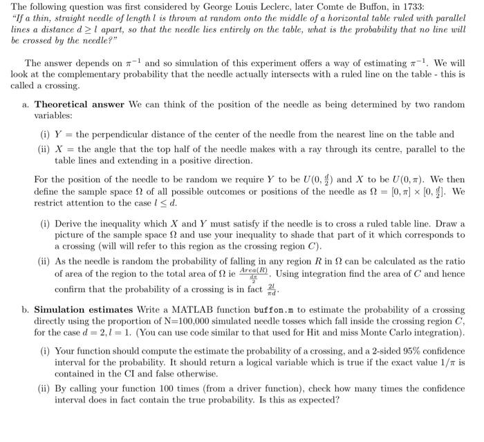 Solved he following question was first considered by George | Chegg.com