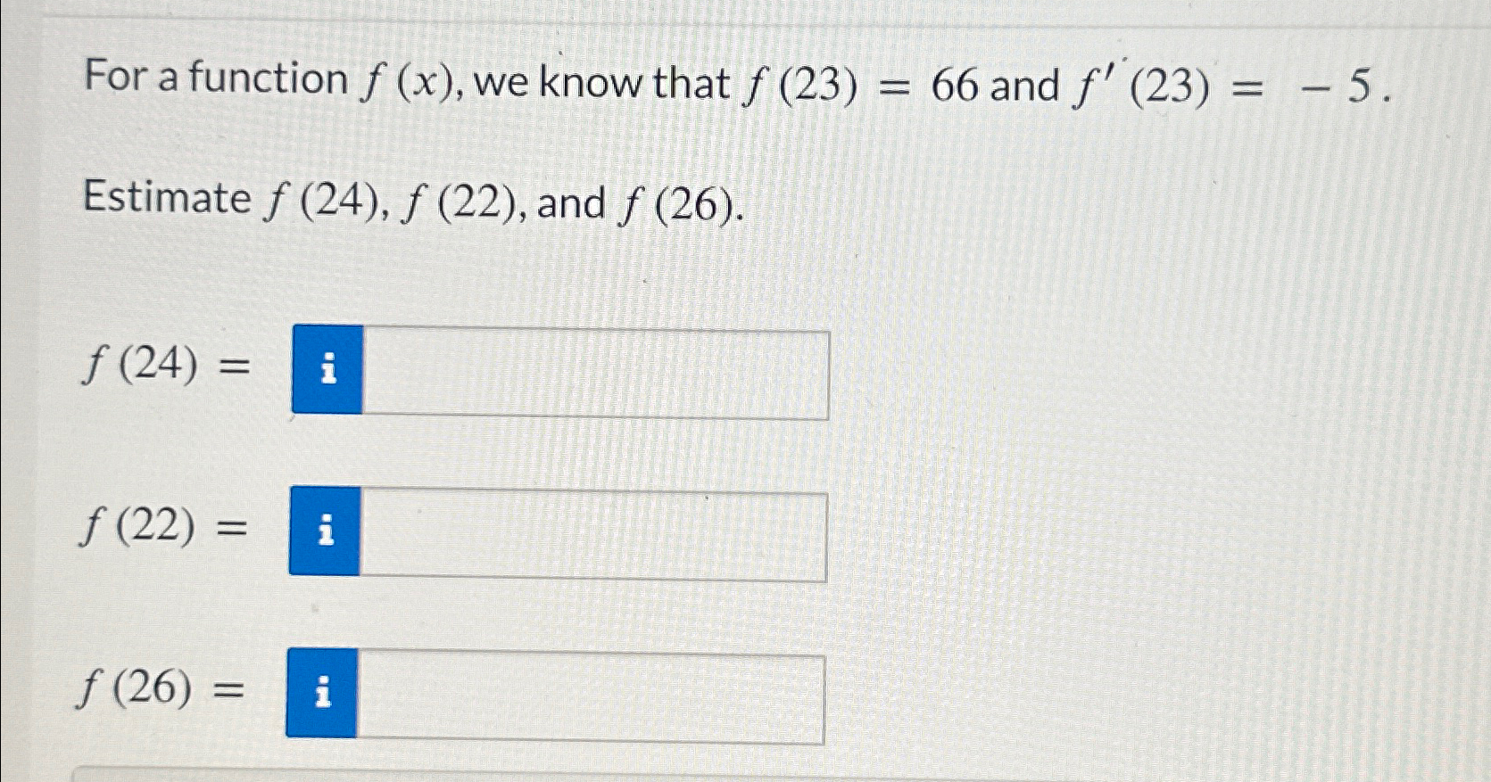 Solved For a function f(x), ﻿we know that f(23)=66 ﻿and | Chegg.com