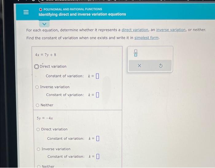 Solved For each equation, determine whether it represents a | Chegg.com