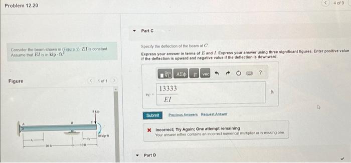 Solved Corsidor the beom shown in (Equte 1) EI is constant. | Chegg.com