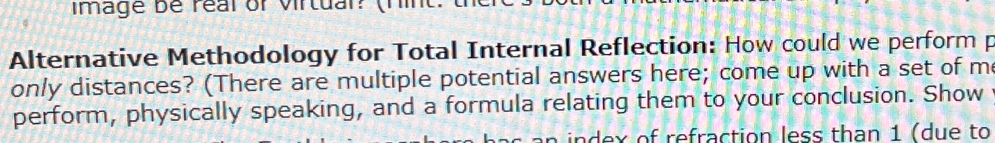 Solved Alternative Methodology for Total Internal | Chegg.com