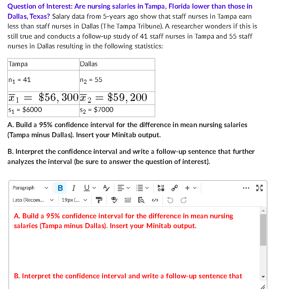 Please describe any minitab graphs used in this type | Chegg.com