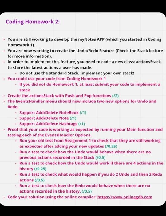 Coding Homework 2: You are still working to develop | Chegg.com