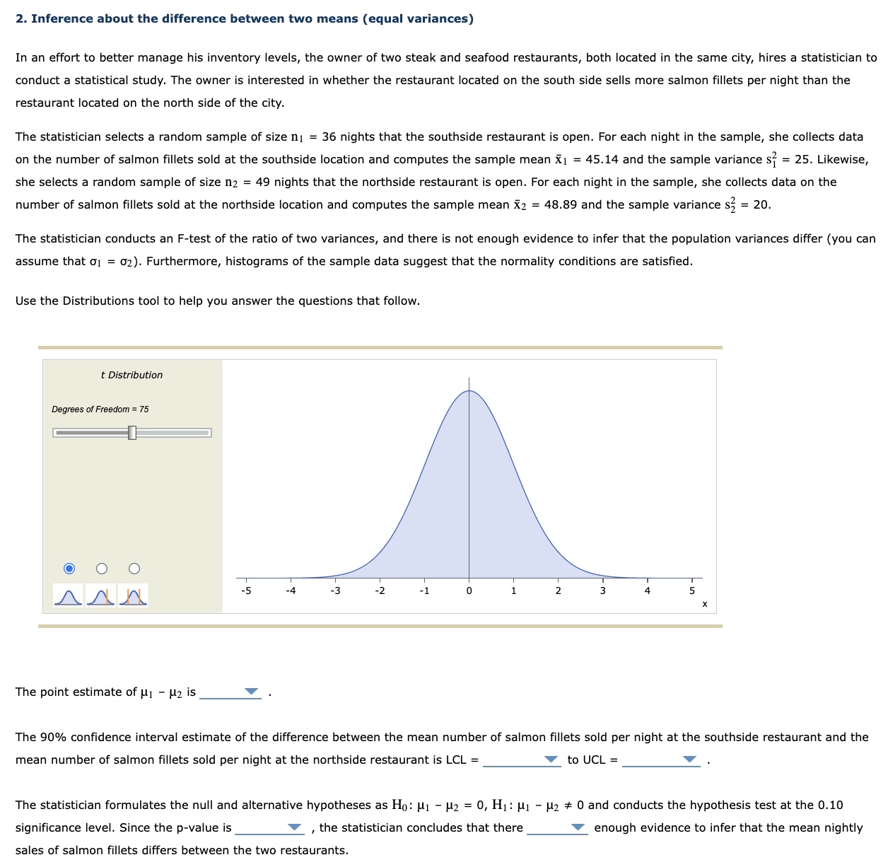 Solved Inference about the difference between two means | Chegg.com