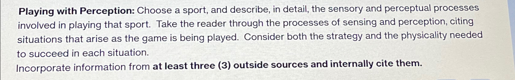 Solved Playing with Perception: Choose a sport, and | Chegg.com