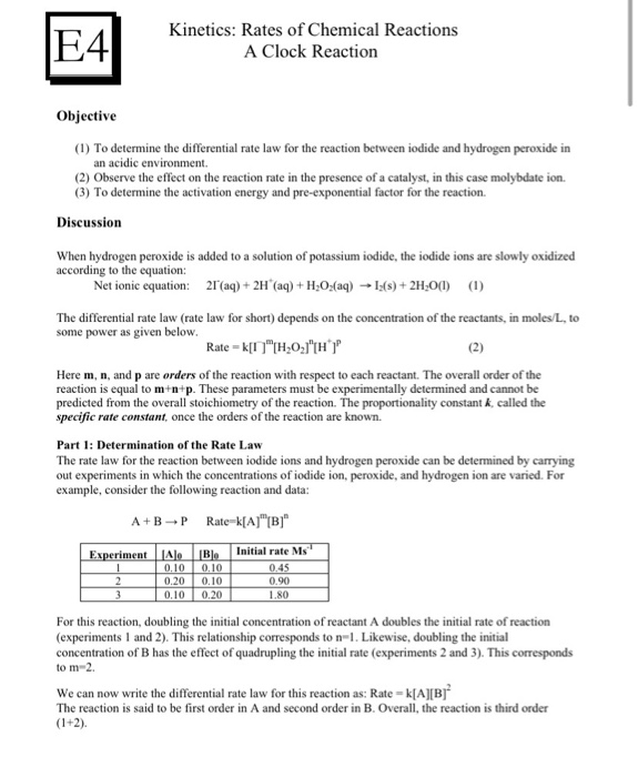 1. (a) Calculate the reaction rate ratio for reaction | Chegg.com