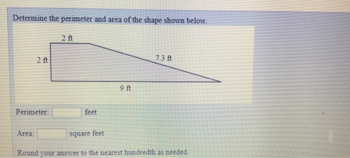 Solved Determine the perimeter and area of the shape shown | Chegg.com