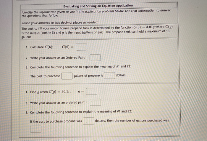 Solved Evaluating and Solving an Equation Application | Chegg.com