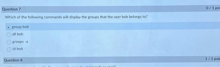Solved Which of the following commands will display the | Chegg.com