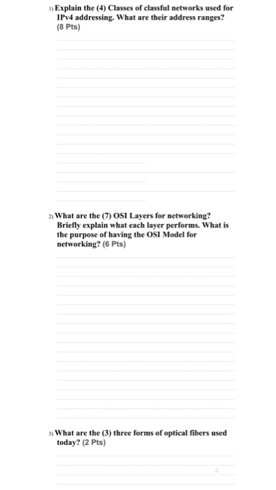 Solved 1)Explain the (4) Classes of classful networks used | Chegg.com