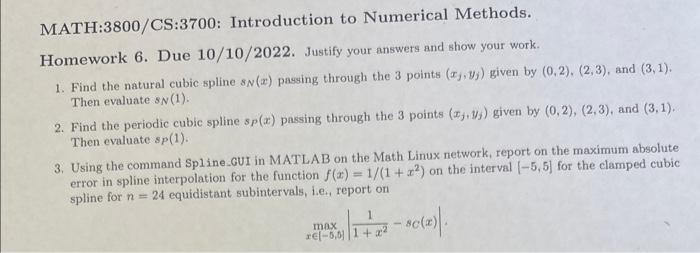 Solved MATH:3800/CS:3700: Introduction to Numerical Methods. | Chegg.com