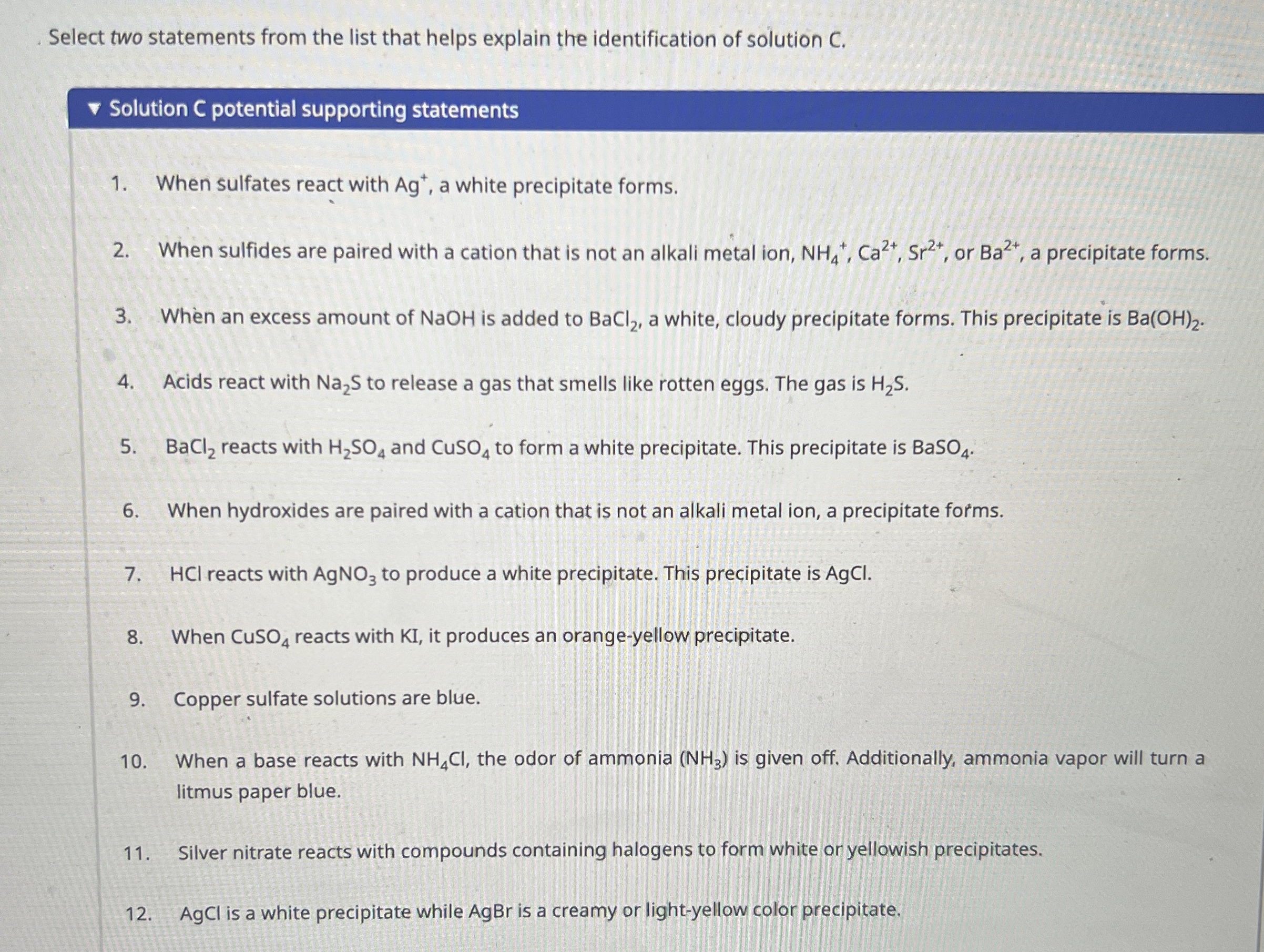 Solved Select two statements from the list that helps | Chegg.com