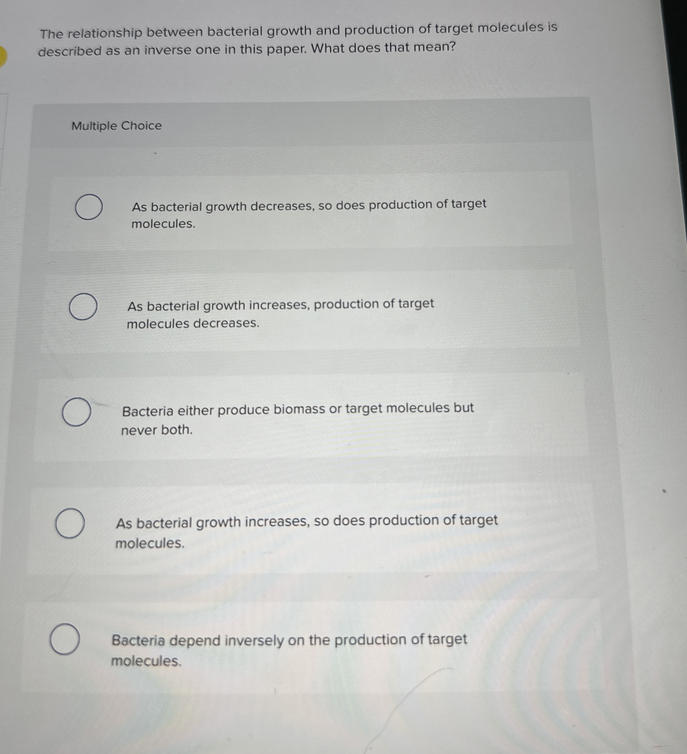 Solved The relationship between bacterial growth and | Chegg.com