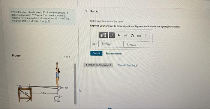 Solved When the diver stands at end C of the diving board, | Chegg.com