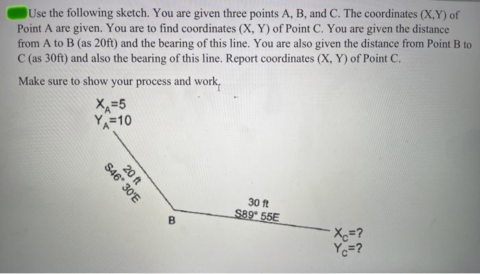Solved Use the following sketch. You are given three points | Chegg.com