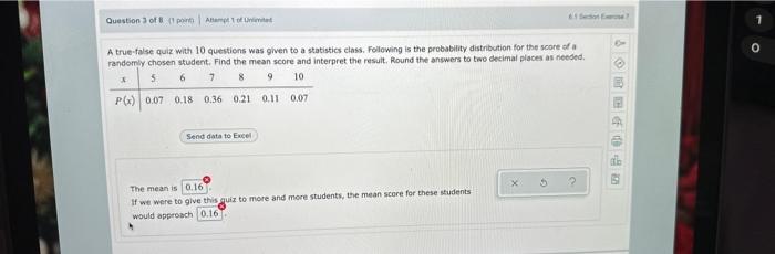 Solved A true-false quiz with 10 questions was given to a | Chegg.com
