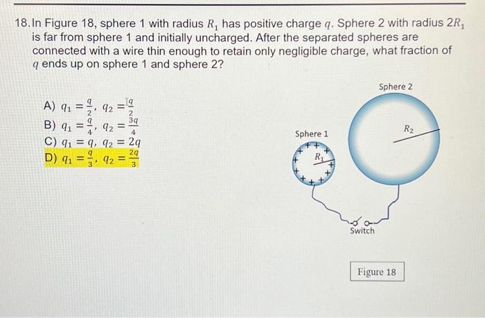 Solved 8. In Figure 18 , sphere 1 with radius R1 has | Chegg.com