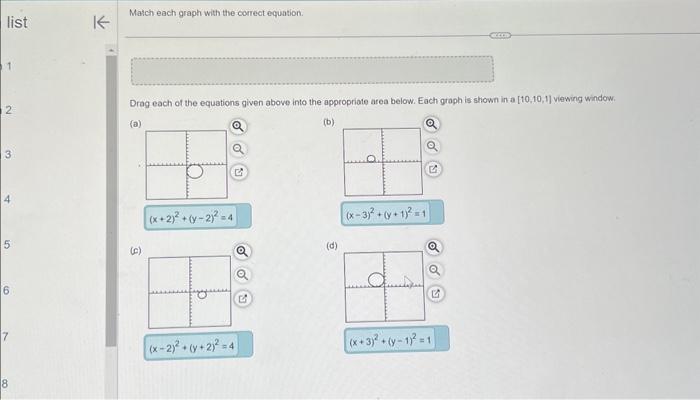 Match Each Graph With The Correct Equation Drag Each 