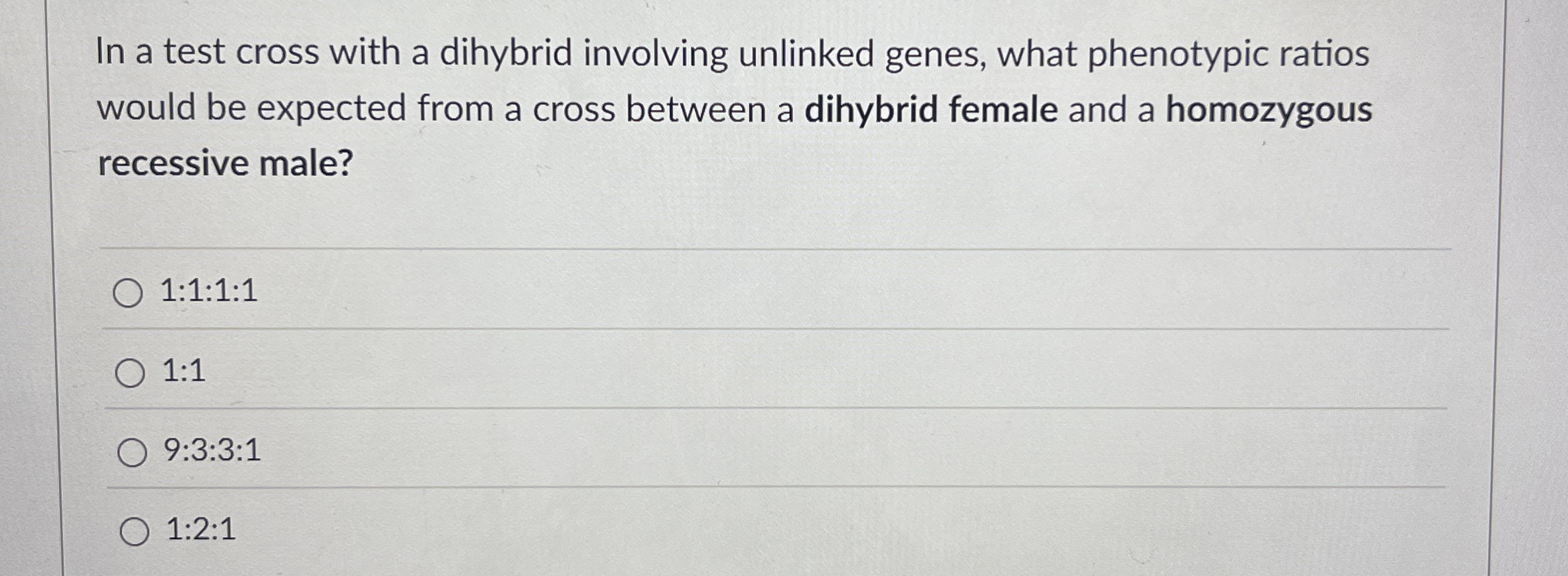 Solved In a test cross with a dihybrid involving unlinked | Chegg.com Solved In a test cross with a dihybrid involving unlinked | Chegg.com