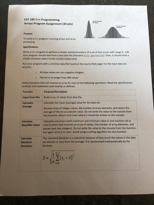 Solved Cst 180 C Programming Arrays Program Assignment 30