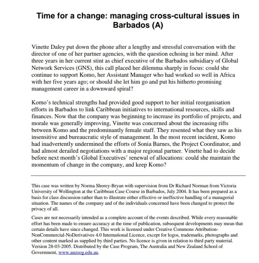 Time for a change: managing cross-cultural issues in | Chegg.com