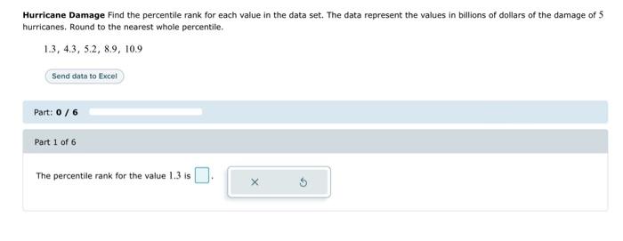 Solved Hurricane Damage Find the percentile rank for each | Chegg.com