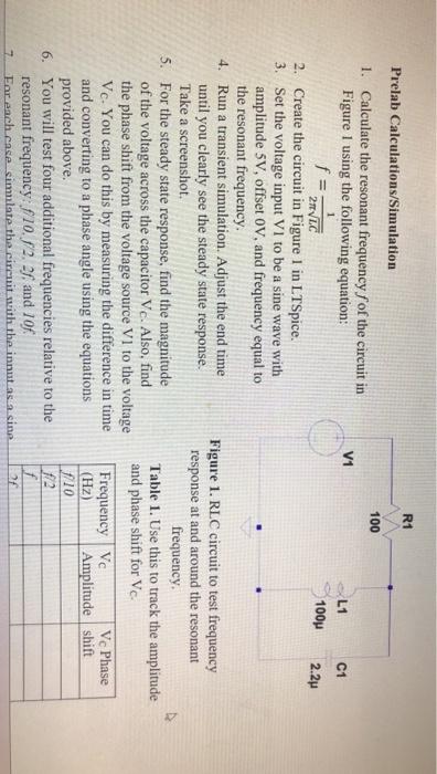 2.24 R1 Prelab Calculations/Simulation 100 1. | Chegg.com