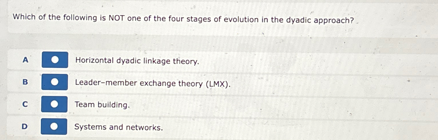 Solved Which of the following is NOT one of the four stages | Chegg.com