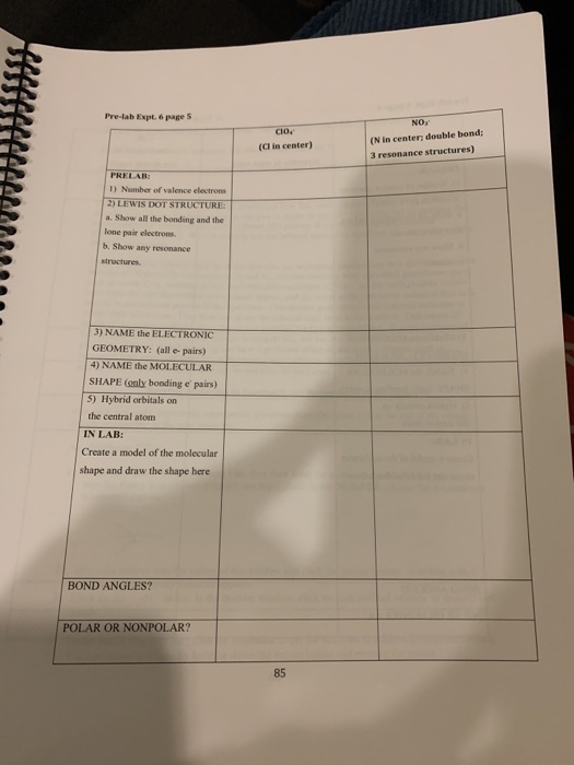 Solved Frrrrroceren Part I Experiment 6 Vsepr Structures
