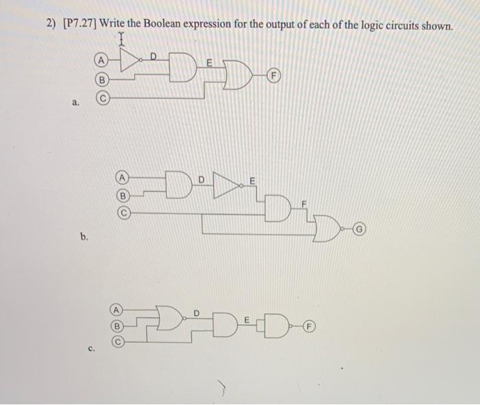 Solved 2) [P7.27] Write the Boolean expression for the | Chegg.com