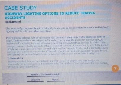 Solved CASE STUDYHIGHWAY LIGHTING OPTIONS TO REDUCE TRAFFIC | Chegg.com