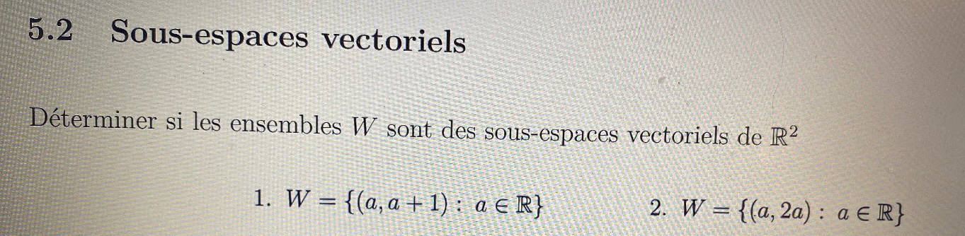 Solved 5.2 ﻿Sous-espaces vectorielsDéterminer si les | Chegg.com