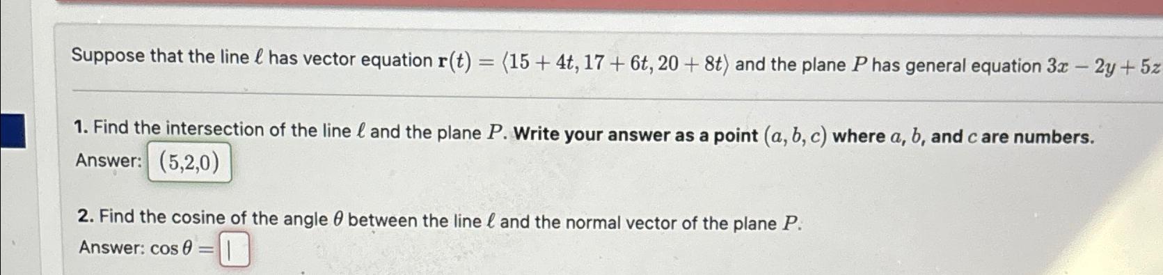 Solved Suppose that the line l ﻿has vector equation | Chegg.com