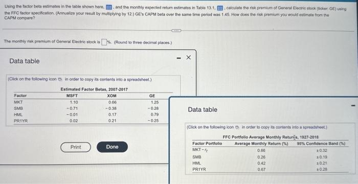 Solved Using the factor beta estimates in the table shown | Chegg.com