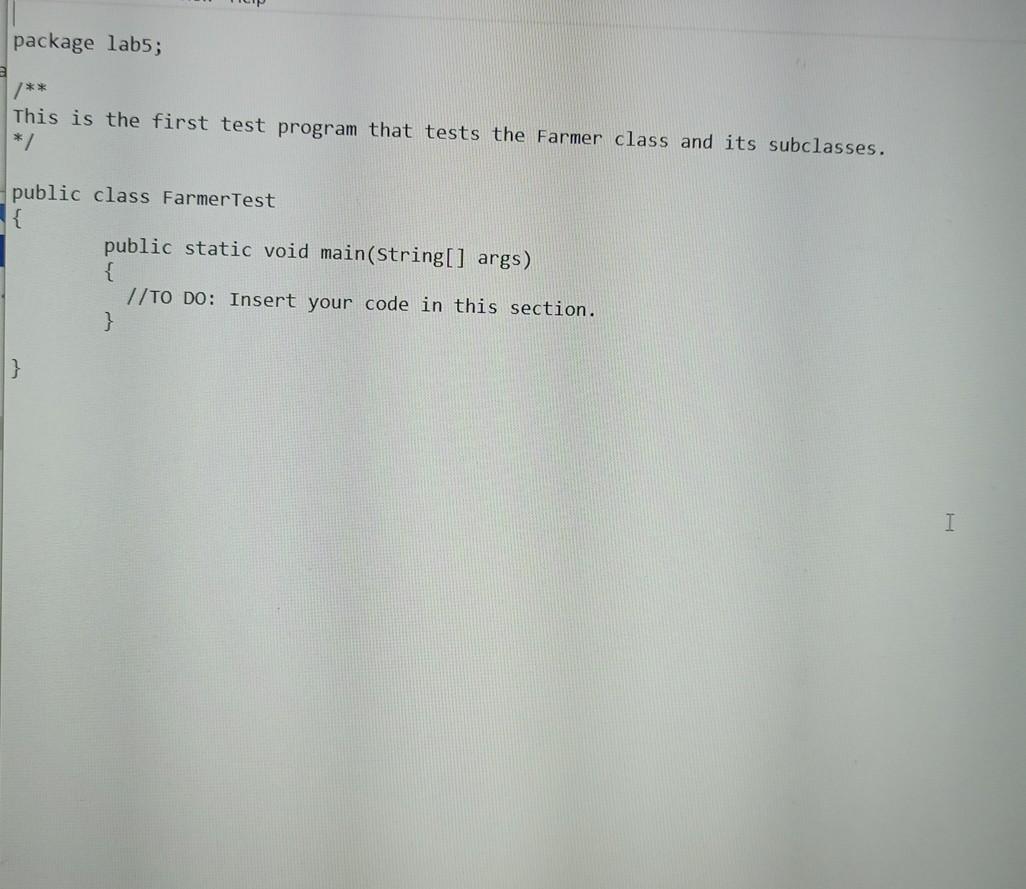 Solved Farmer Java code file. This class contains name of | Chegg.com