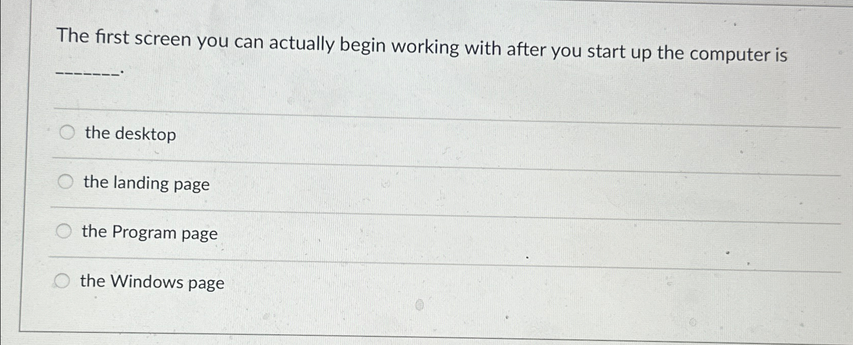 Solved The first screen you can actually begin working with | Chegg.com