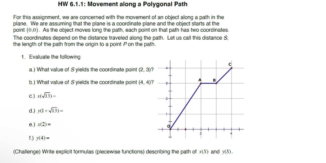 Solved HW 6.1.1: Movement along a Polygonal PathFor this | Chegg.com