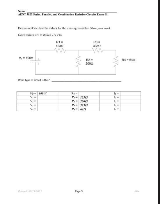 Solved Name: AENT 3823 Series, Parallel, and Combination | Chegg.com