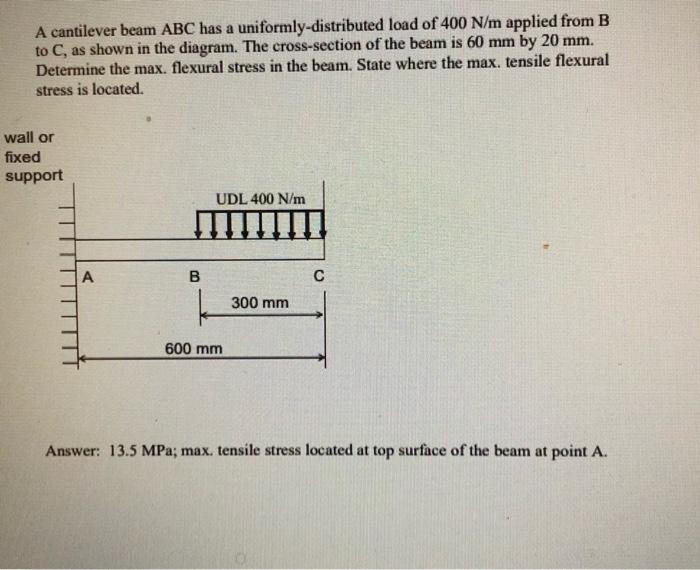 Solved A cantilever beam ABC has a uniformly-distributed | Chegg.com