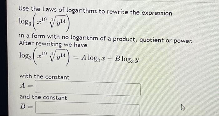 Solved Use the Laws of logarithms to rewrite the expression | Chegg.com