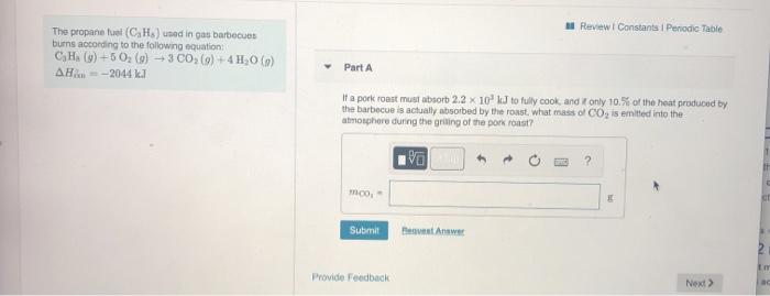 Solved Review Constants Periodic Table The propane fuel (CH) | Chegg.com
