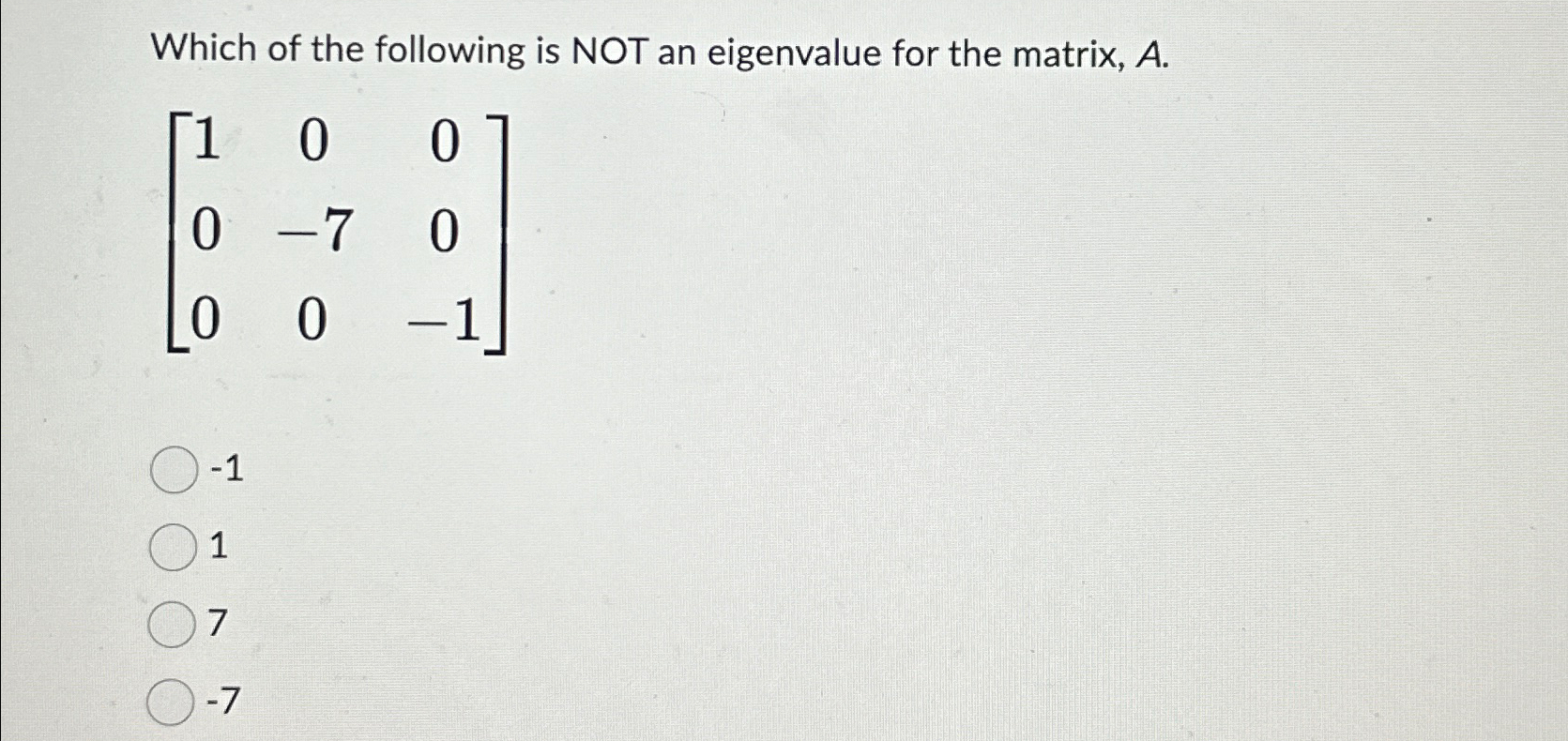 Solved Which of the following is NOT an eigenvalue for the | Chegg.com