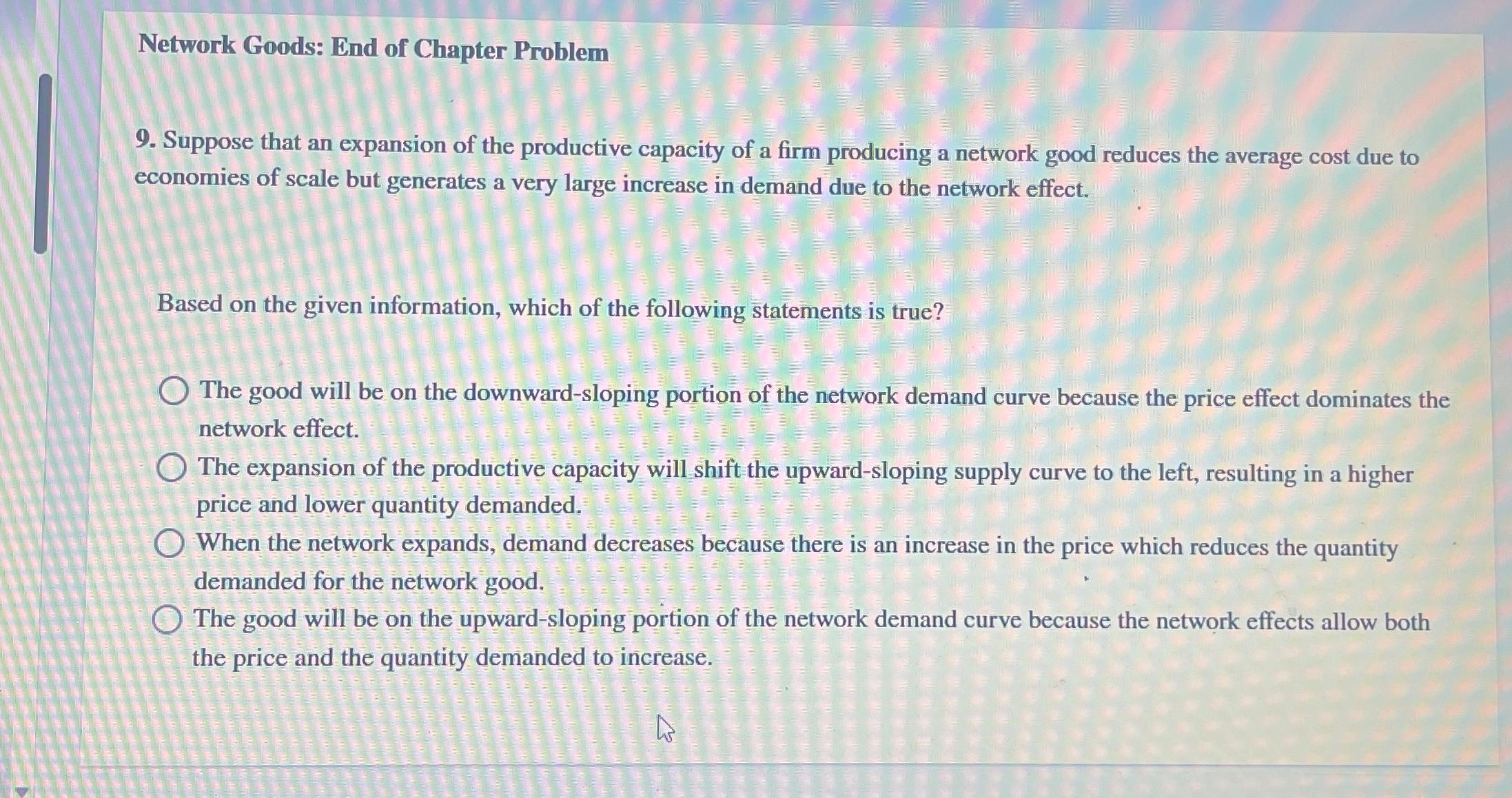 Solved Network Goods: End of Chapter Problem9. ﻿Suppose that | Chegg.com