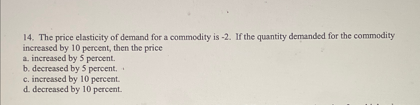 Solved The price elasticity of demand for a commodity is | Chegg.com