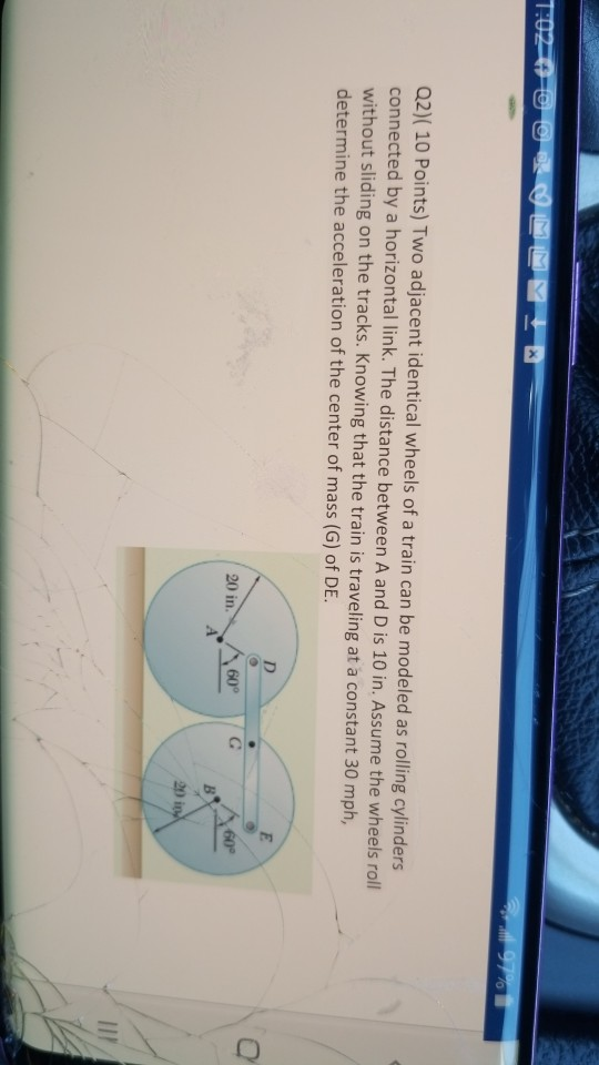 Solved 971 Q2)( 10 Points) Two adjacent identical wheels of | Chegg.com